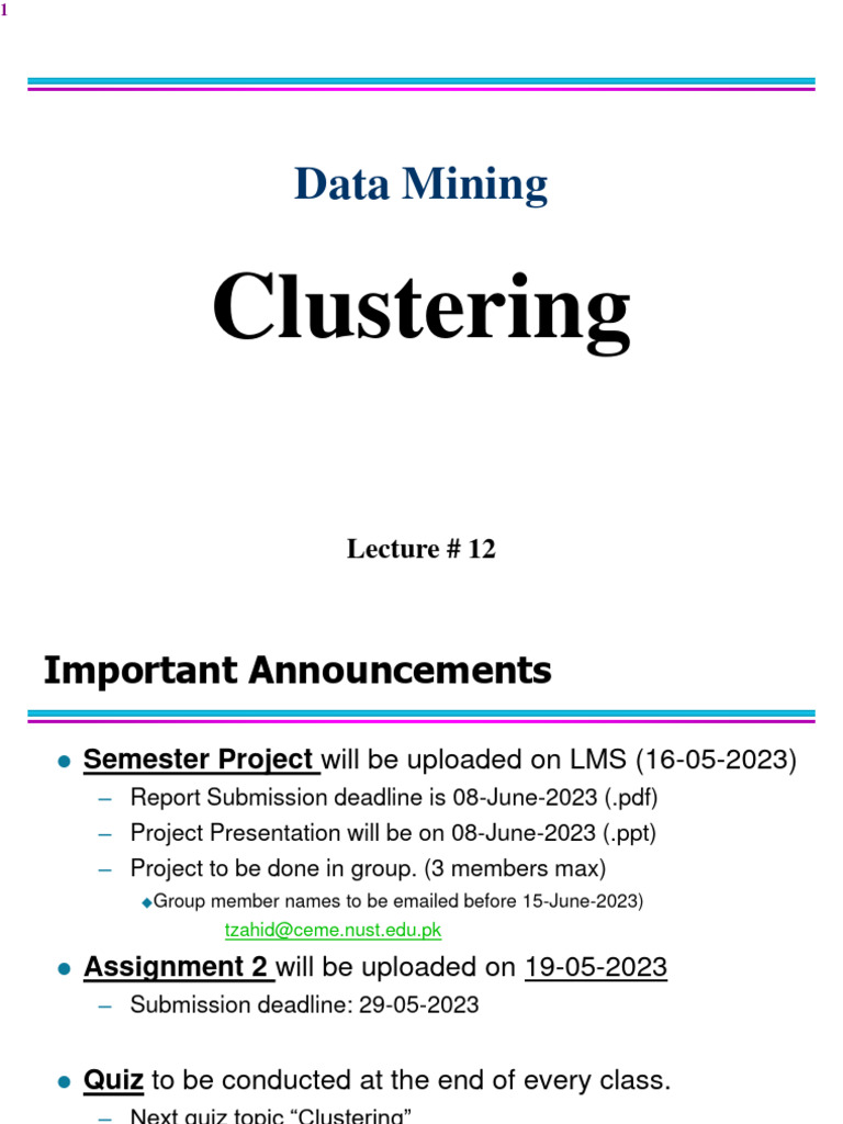 Lect 12 | PDF | Cluster Analysis | Statistics