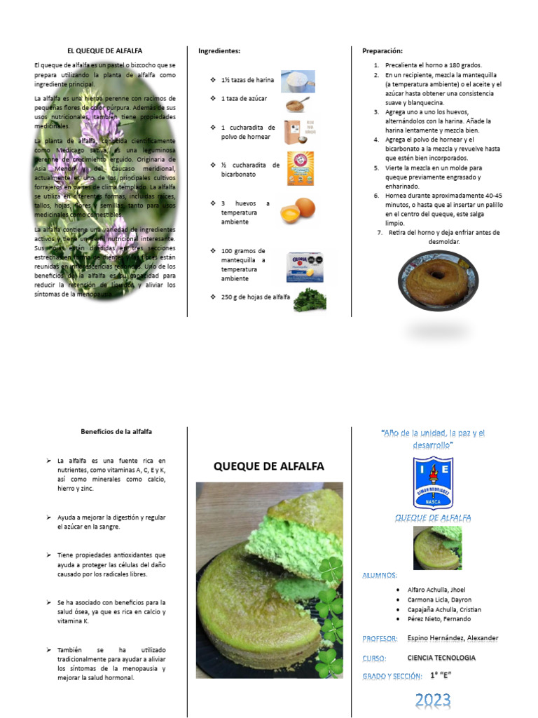 El Queque de Alfalfa | Descargar gratis PDF | Alfalfa | Alimentos