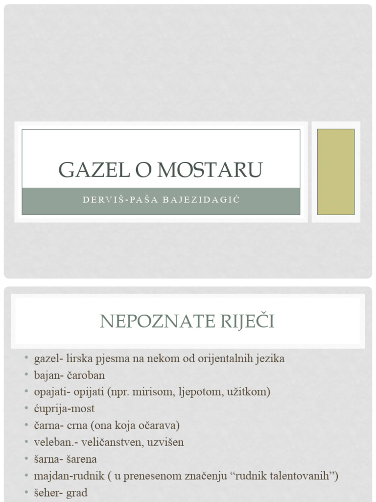 Gazel o Mostaru | PDF