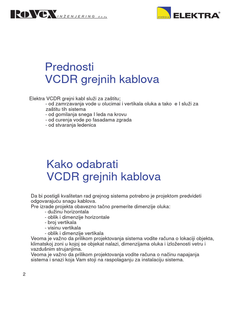 VCDR Grejni Kabl Uputstvo | PDF