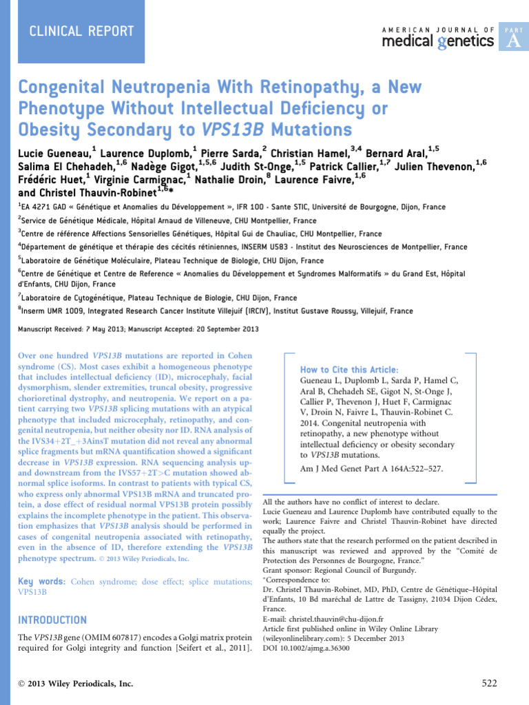 Congenital Neutropenia and Retinopathy | PDF | Rna Splicing | Intron