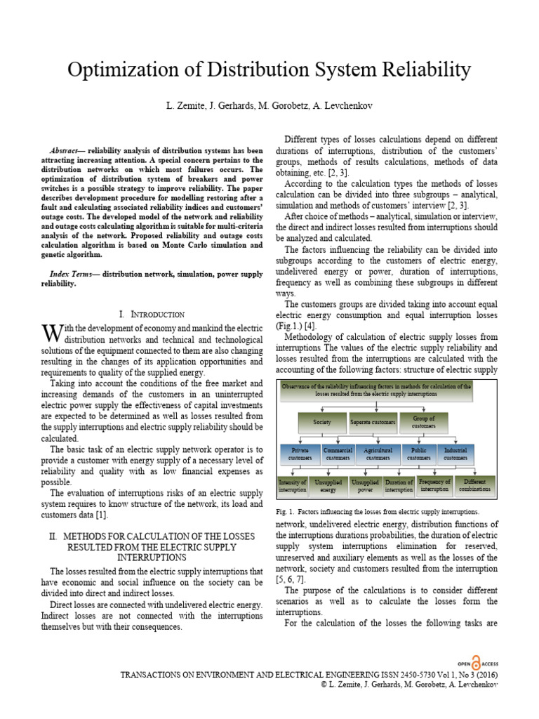 Optimization of Distribution System | PDF | Reliability Engineering | Electric Power Distribution