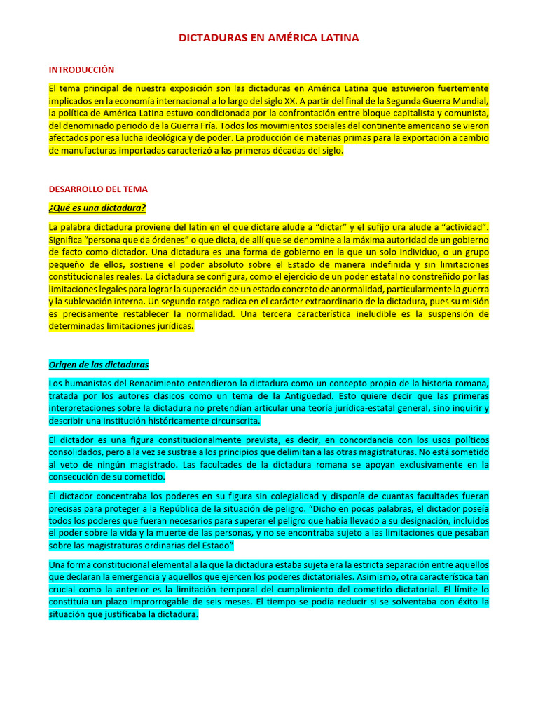 Dictaduras en América Latina: Un Análisis | PDF | Dictadura | Argentina