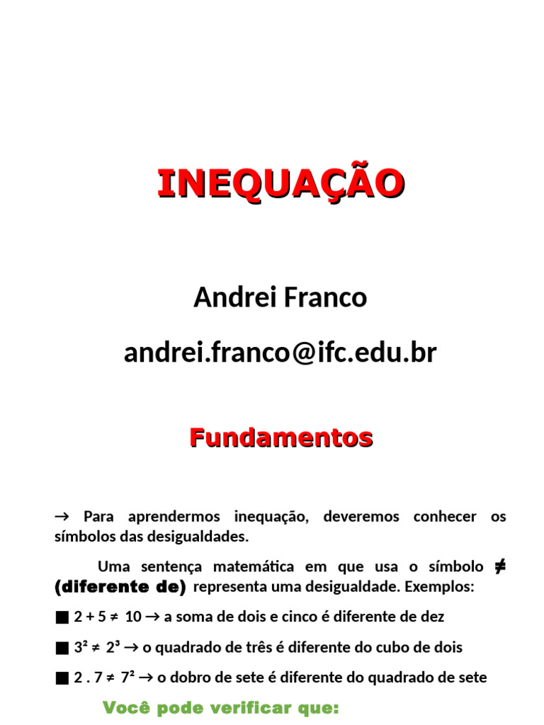 07 Inequacoes Do 1 Grau - Rev01 | PDF | Matemática | Conceitos matemáticos