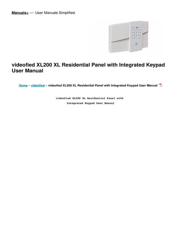 xl200 XL Residential Panel With Integrated Keypad Manual | PDF ...