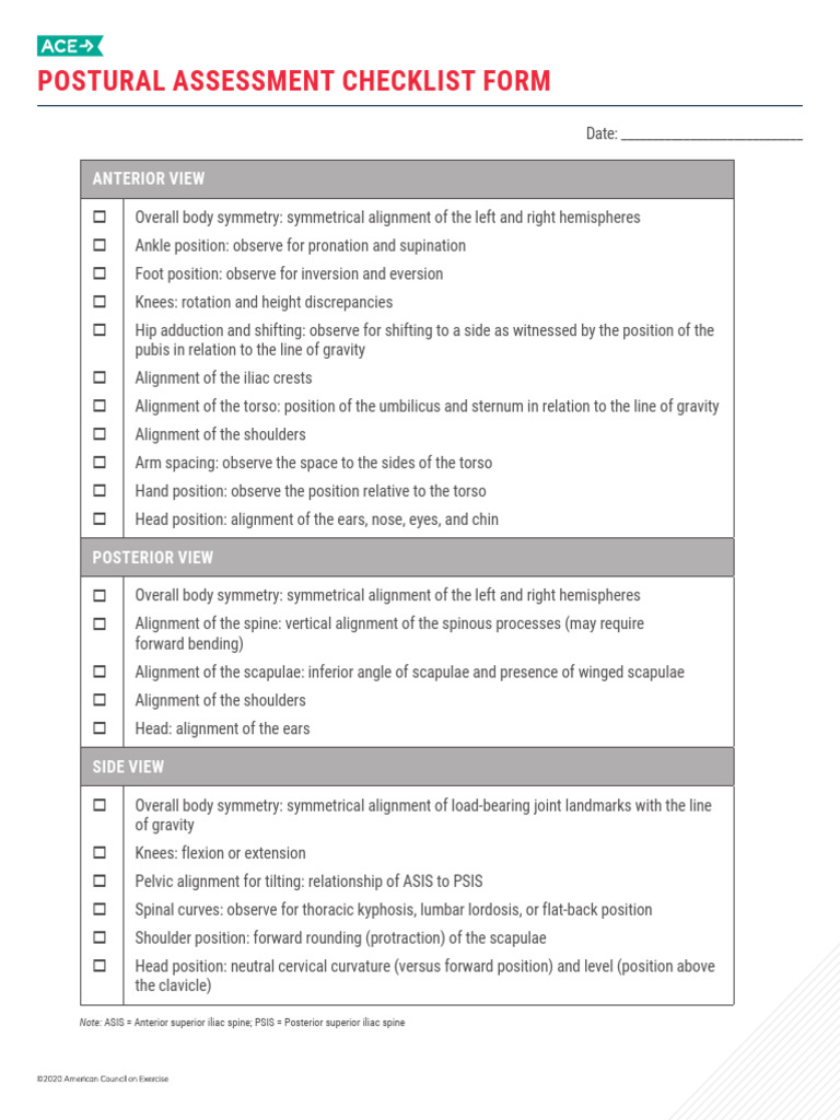 7 Postural Assessment Checklist Form | PDF