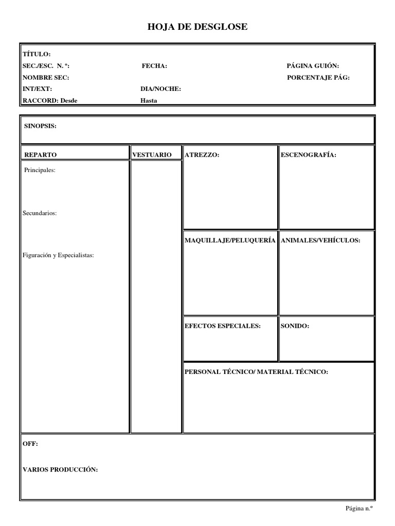 Hoja de Desglose Plantilla | PDF | Juegos y actividades | Arte