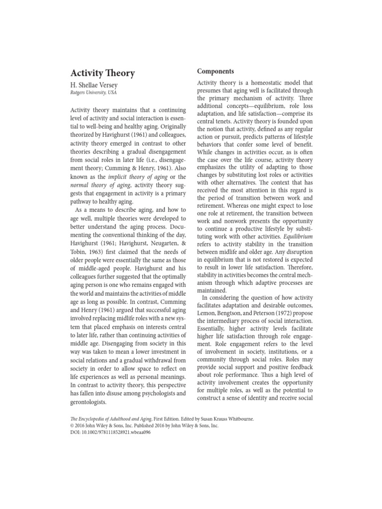 8 activity theory | PDF | Ageing | Gerontology