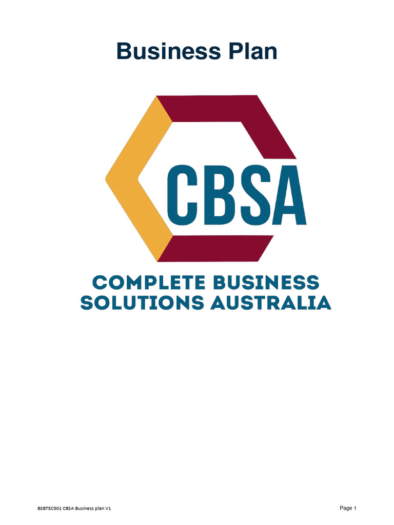 BSBTEC501 CBSA Business Plan V1 | PDF | Cost Of Goods Sold | Sales