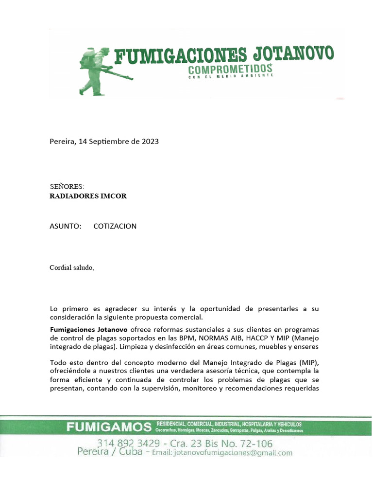 Cotizacion Radiadores Imcor | PDF | Plaga (organismo)