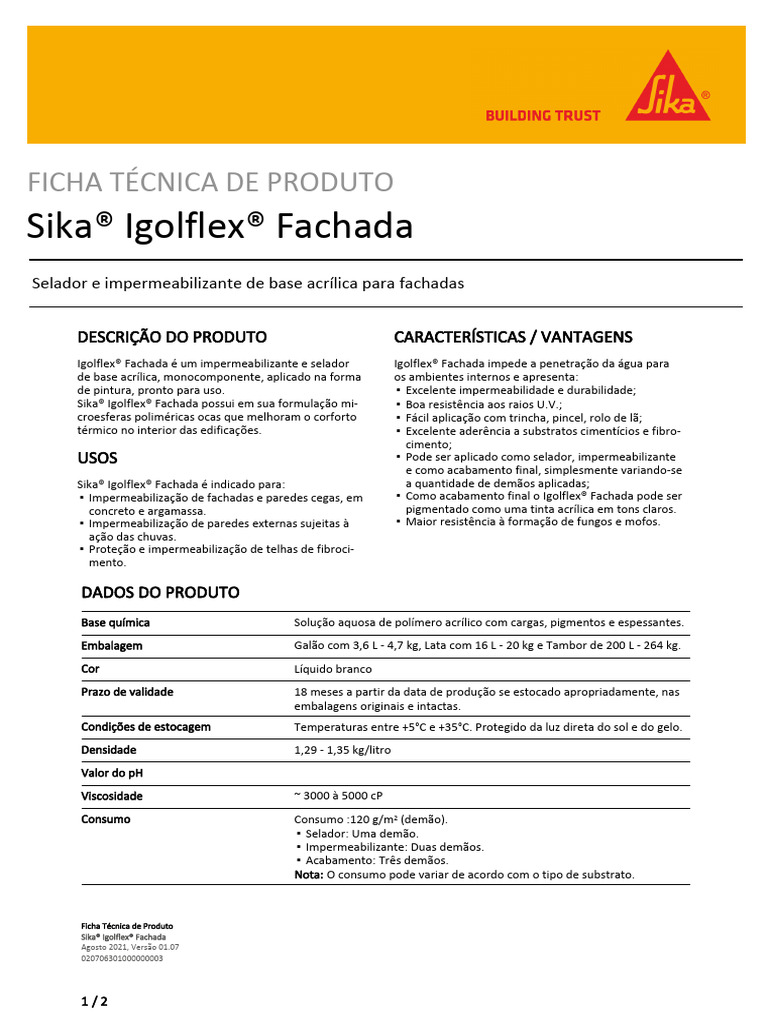 Sika Igolflex Fachada | PDF | Tinta | Ciências Físicas