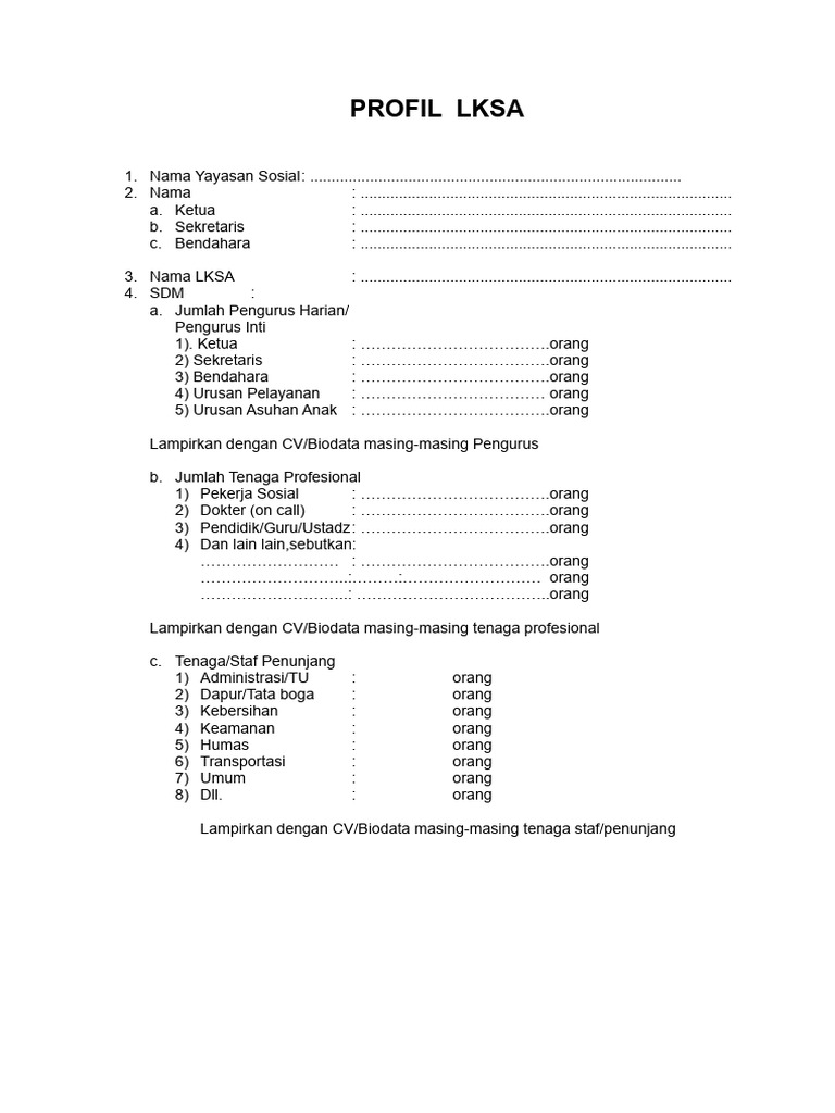 Form Profil LKSA | PDF