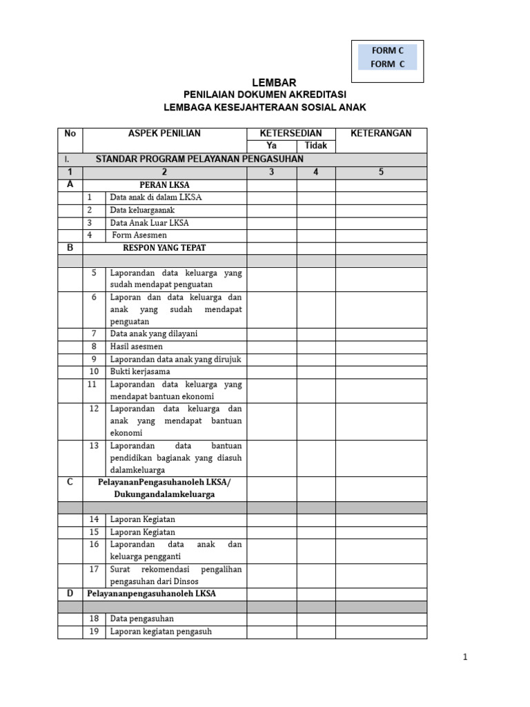 Form C Penilaian Dokumen | PDF