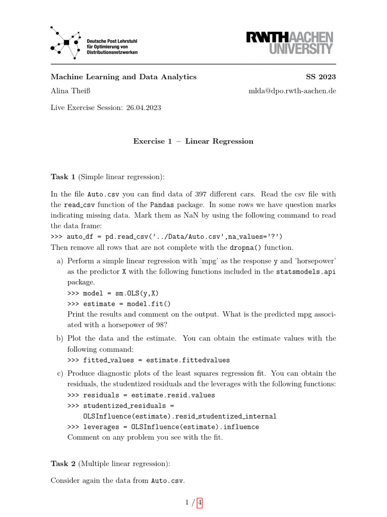 1 Regression | PDF | Ordinary Least Squares | Regression Analysis
