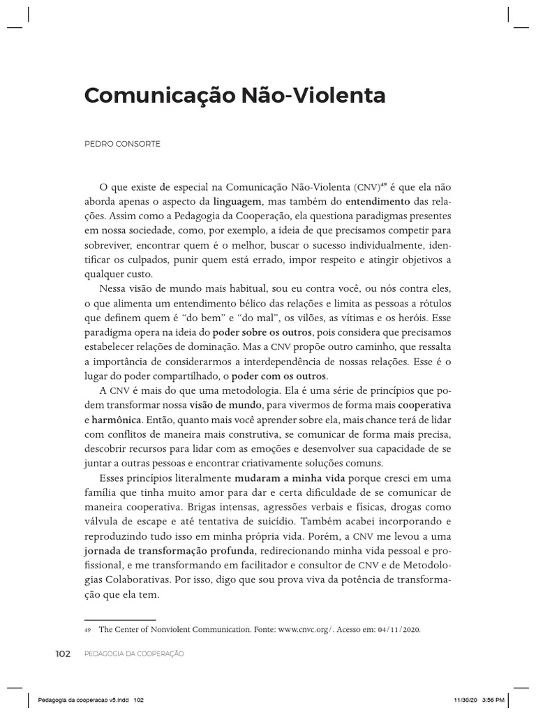 Comunicação Não Violenta Pdf Empatia Comunicação
