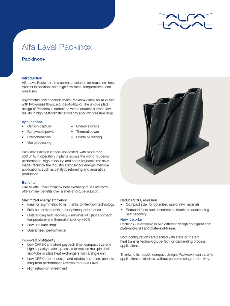 alfa-laval-packinox+-product-leaflet-en | PDF | Heat Exchanger ...