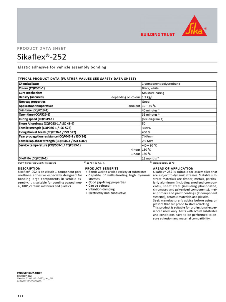sikaflex_-252 | PDF | Adhesive | Strength Of Materials
