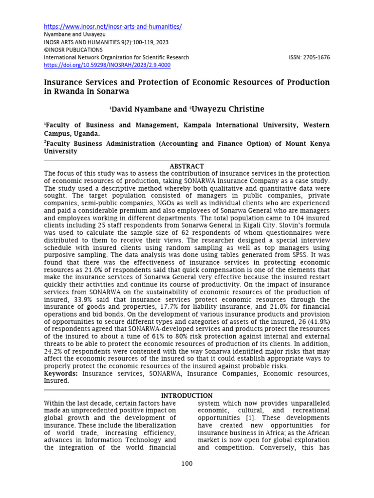 Insurance Services and Protection of Economic Resources of Production ...