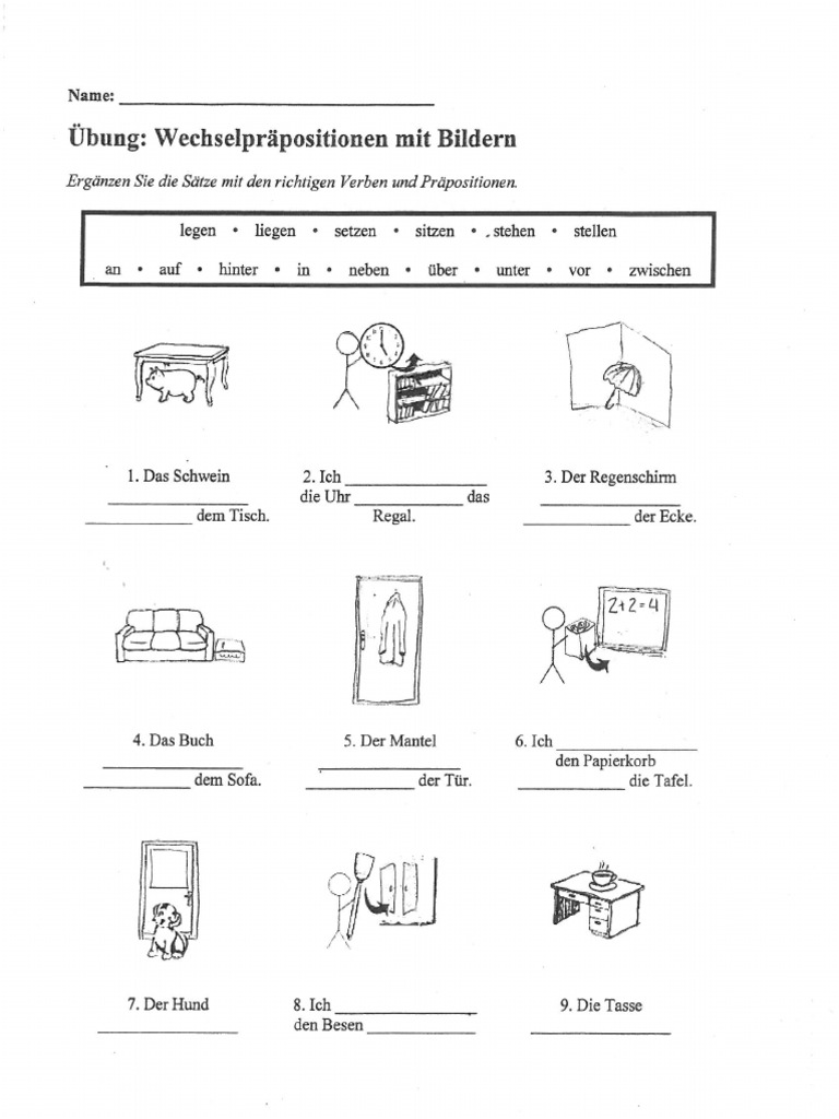 2-Way Preposition Worksheet | PDF