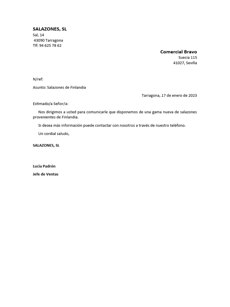 Cartas de Oferta, Lucía Padrón | PDF