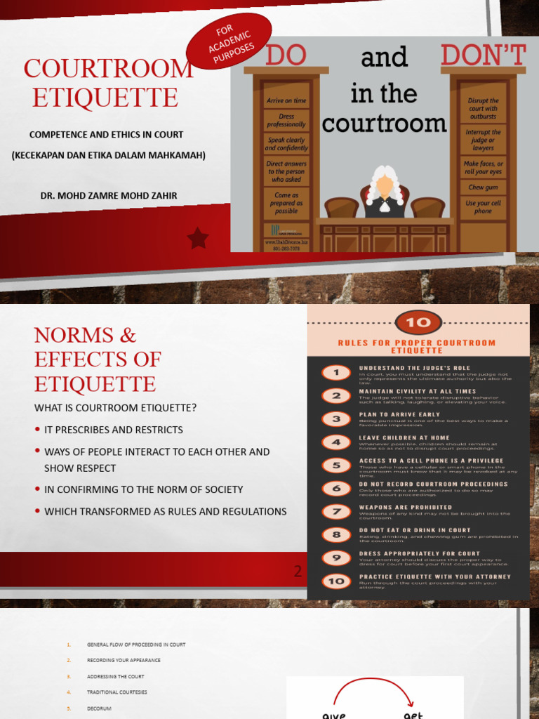 Courtroom Etiquette, Decorum Contempt of Court - Zamre | PDF | Contempt ...