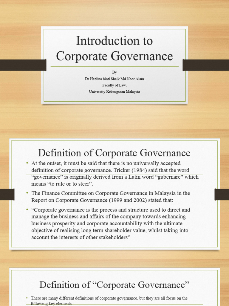Introduction To Corporate Governance | PDF | Takata Corporation ...