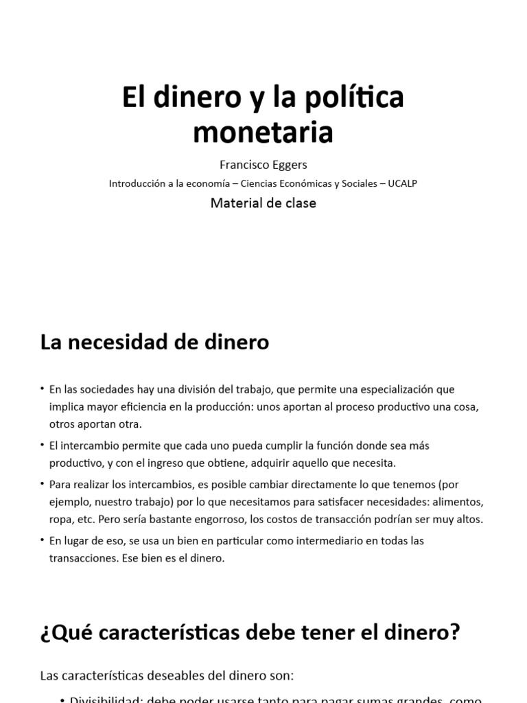 Dinero y Política Monetaria | PDF | Dinero | Bancos