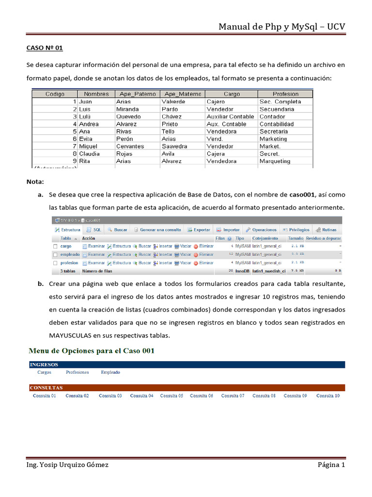 Caso 001 | PDF | Mi sql | Php