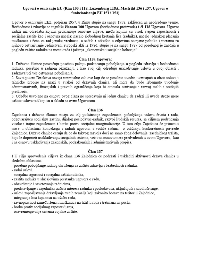 Ugovori o Osnivanju EU | PDF