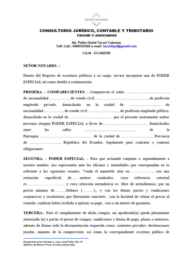Poder Notarial Especial | PDF | Ecuador | Justicia