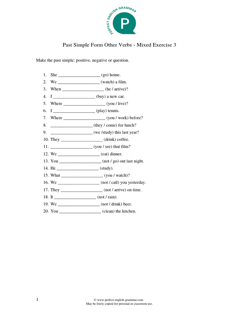 Past Simple Mixed Exercises 3 | PDF