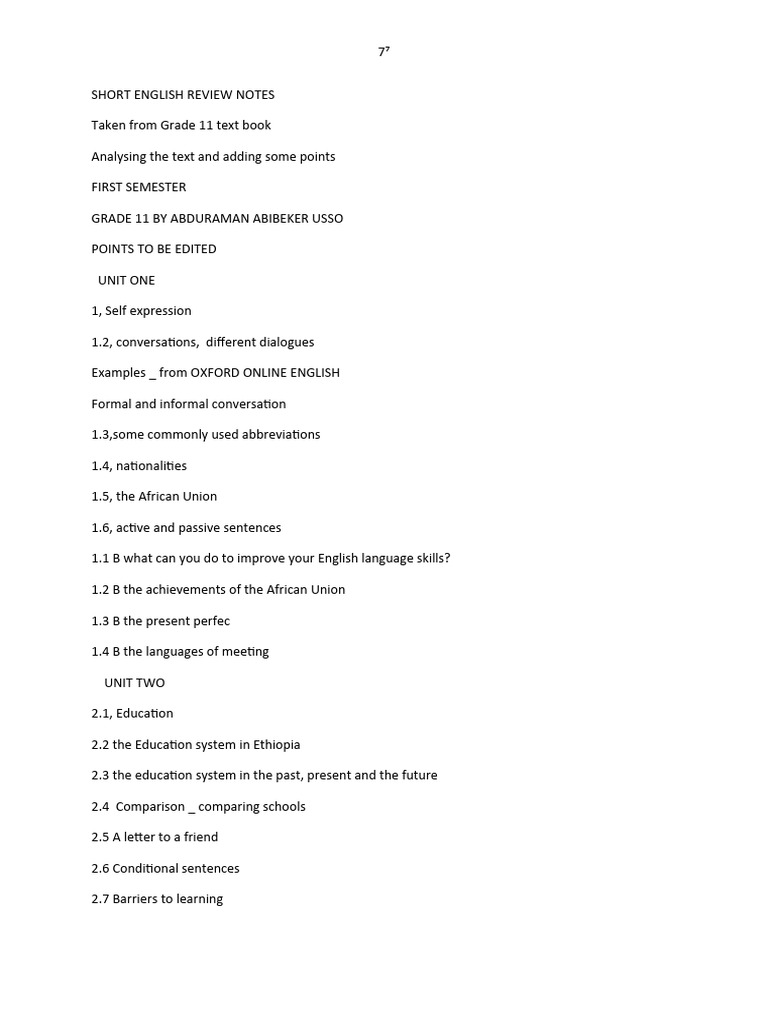 English Notes 11 | PDF | English Language | Adverb