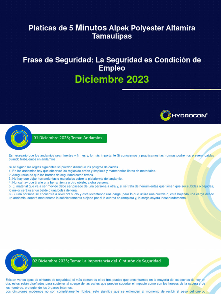 Platicas 5 Minutos AP - 2023 | Descargar gratis PDF | Casco | Agua