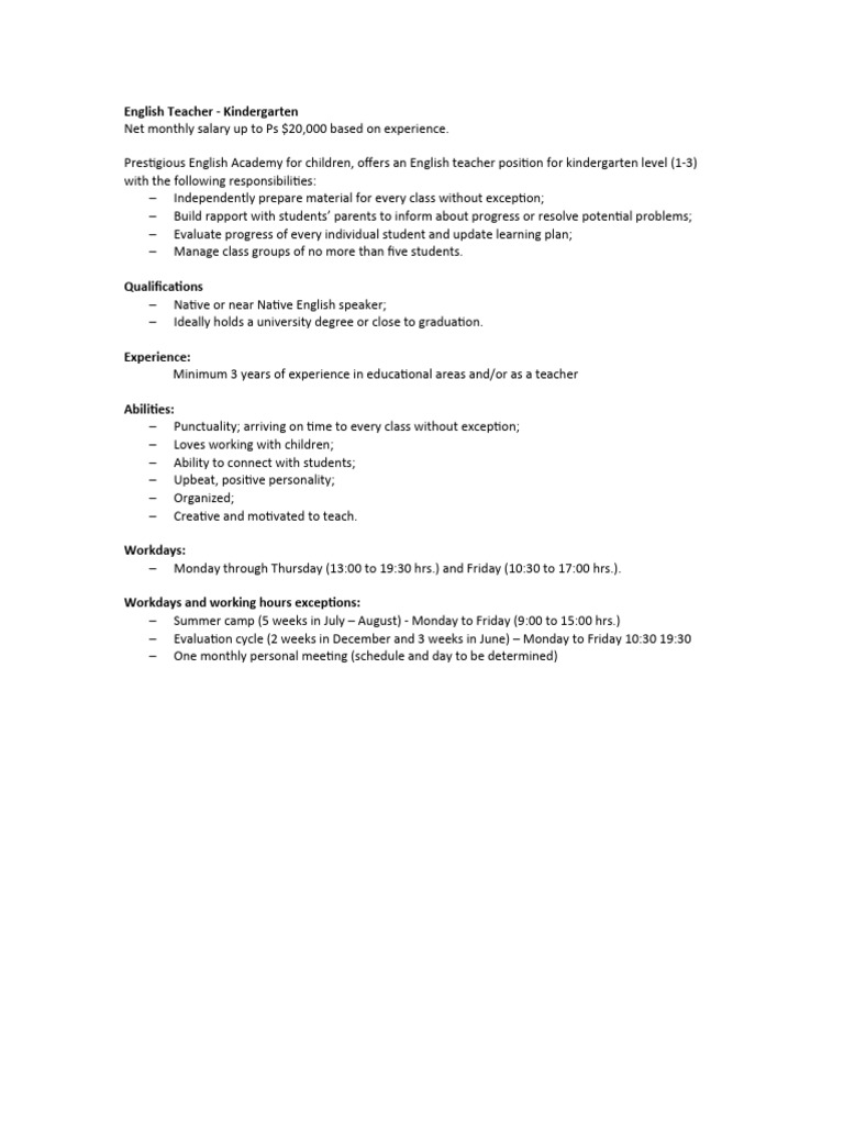 English Teacher Profile | PDF