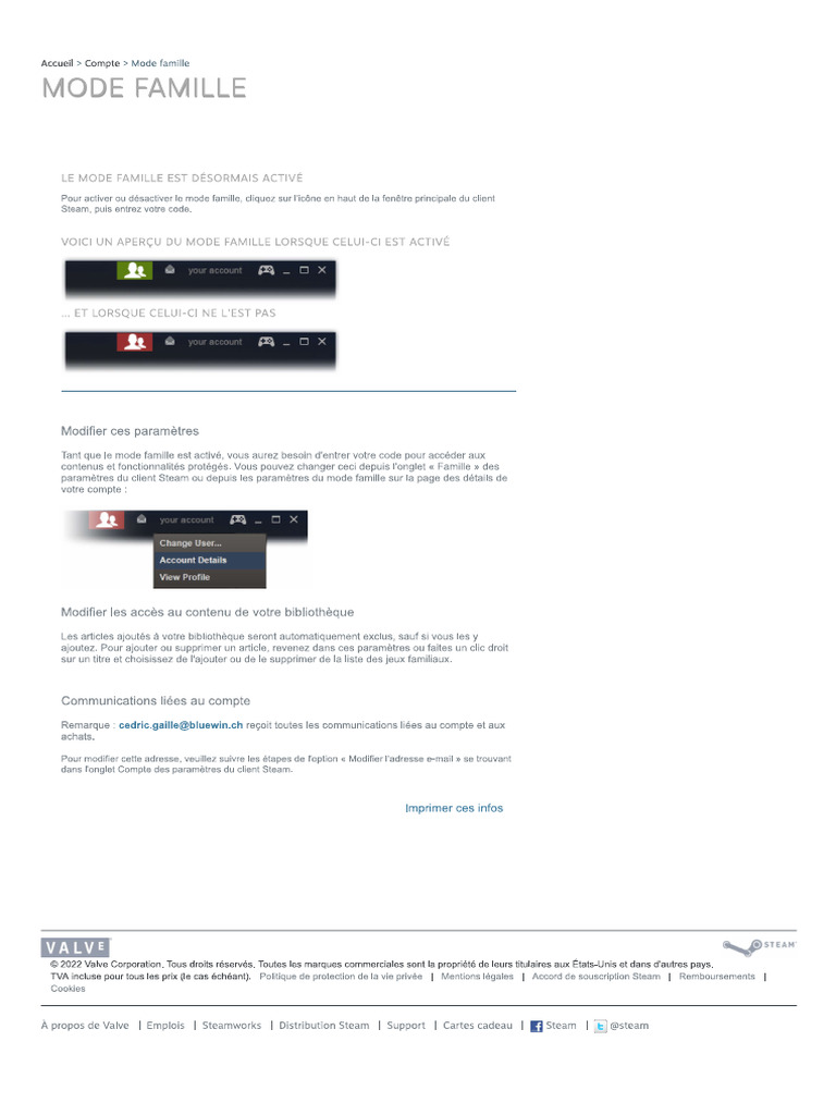 Steam Mode Famille Mode D Emploi | PDF