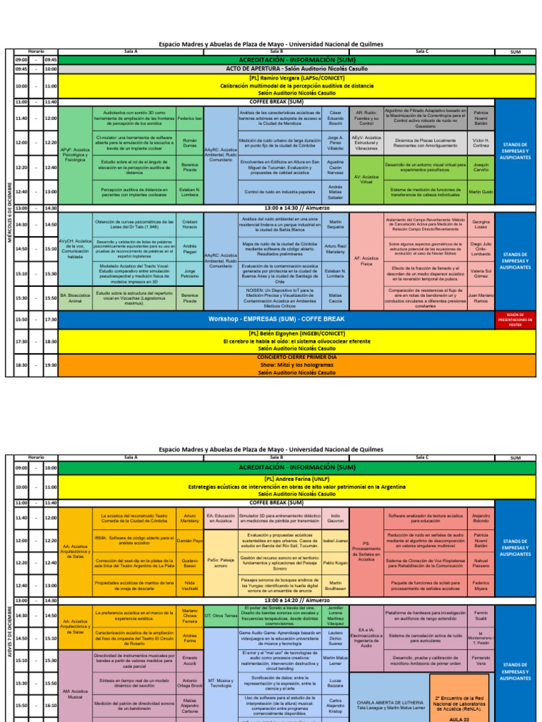 PROGRAMA TECNICO XVIII CONGRESO ARGENTINO DE ACUSTICA AdAA2023 FINAL | PDF | Sonido | Acústica