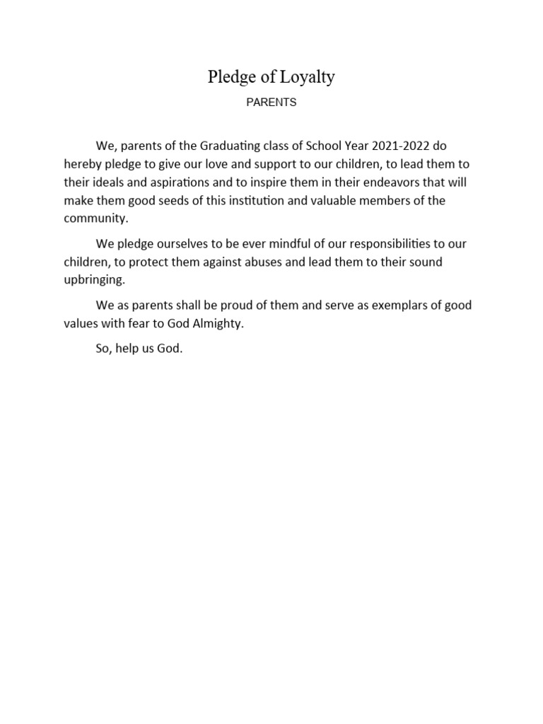 Pledge of Loyalty | PDF | Career & Growth | Social Science