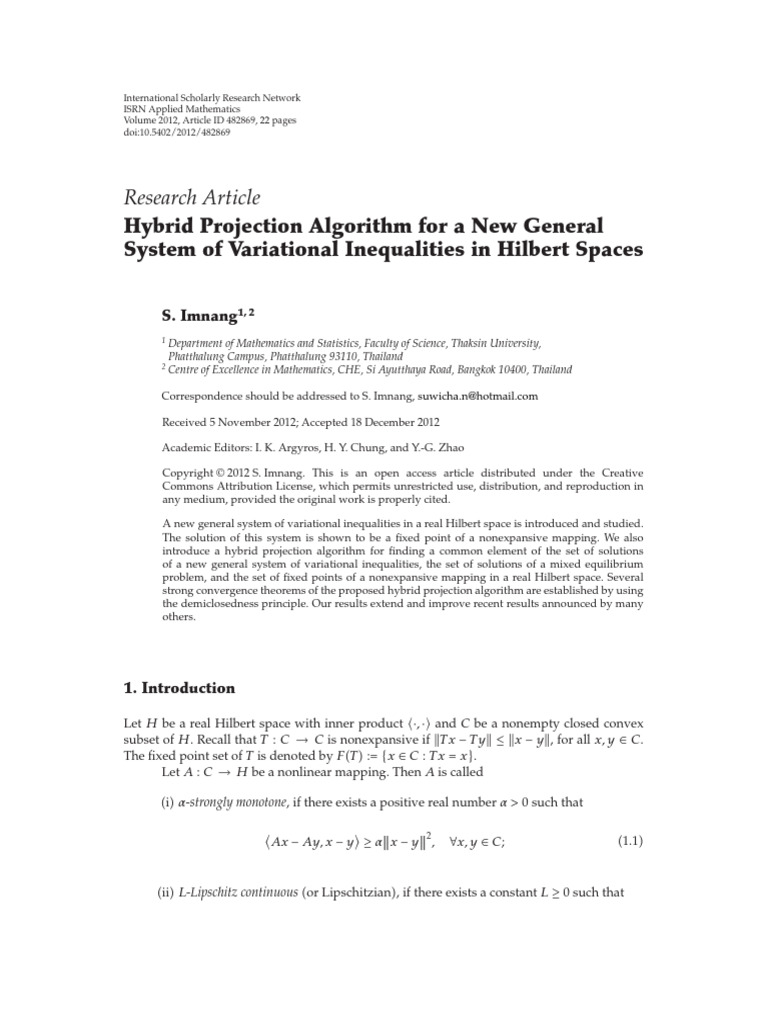 Research Article: Hybrid Projection Algorithm For A New General System of Variational ...