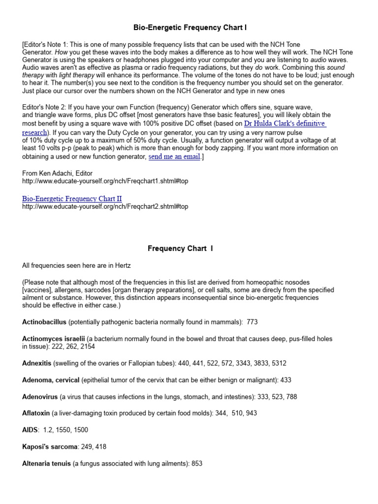 Bio-Energetic Frequency Charts | Download Free PDF | Pneumonia | Infection