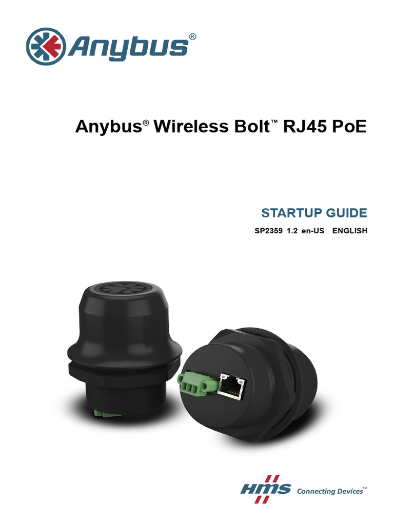 Anybus Wireless Bolt RJ45 PoE AWB2030 Startup Guide | PDF | Wireless Lan | Computer Networking