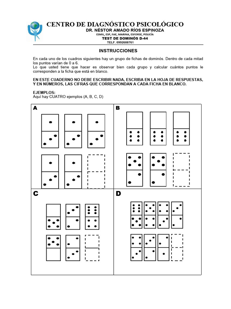 Test de Dominó D-44 para Imprimir | PDF