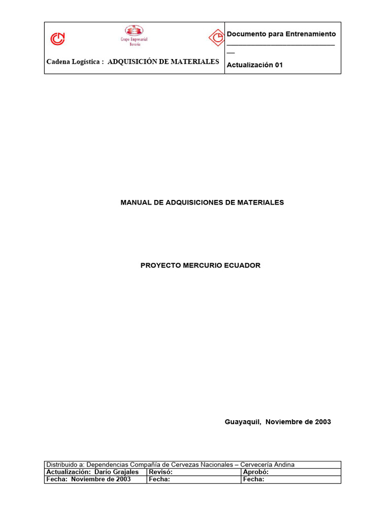 Manual de Compras de Materiales | Descargar gratis PDF | Logística ...