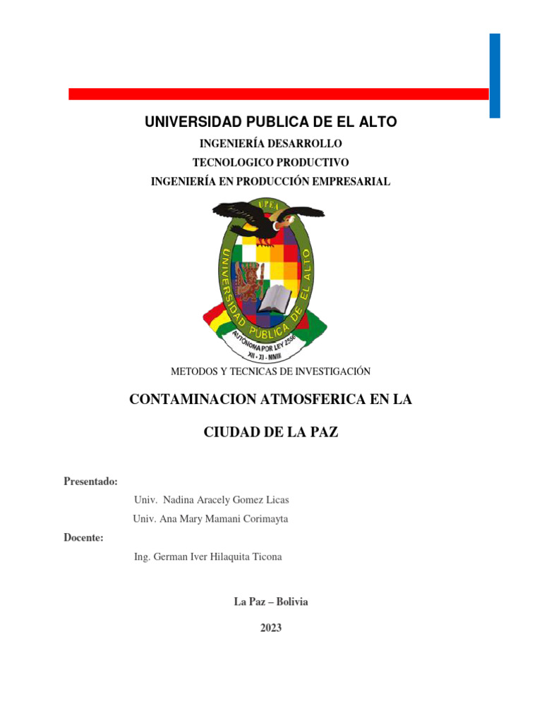 Proyecto Contaminacion Atmosferica | PDF | La contaminación del aire | Contaminación