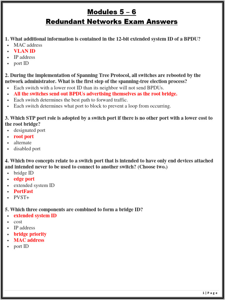 Eng - Shady (Modules 5 - 6 Exam Answers) | PDF | Network Switch ...