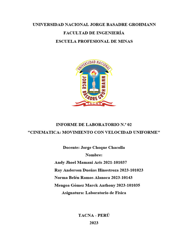 Informe de Fis 02 | PDF | Velocidad | Hora