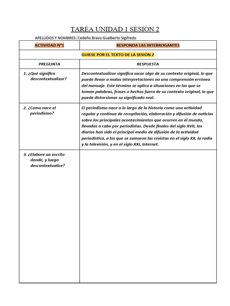 Tarea 2do Unidad 1 Sesion 2. | PDF