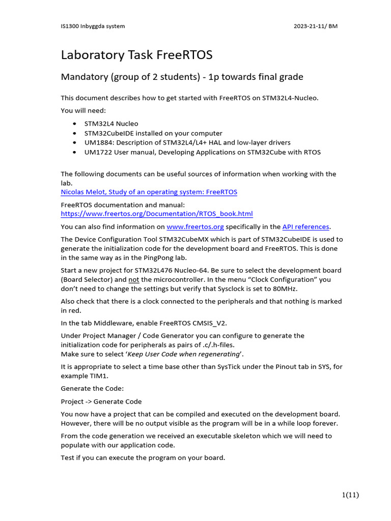 Lab FreeRTOS | PDF | Software Engineering | Systems Engineering