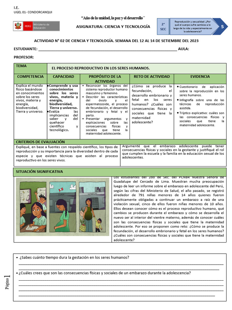 2° SEC. EDA 5 SEMANA 2 Explica CYT 2023 El proceso reproductivo | PDF | Sistema reproductivo ...