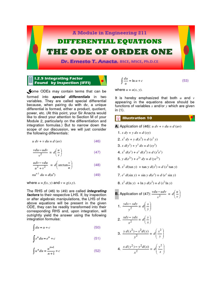 Lecture 5 Integrating Factor Found by Inspection IFFI | PDF | Ordinary Differential Equation ...