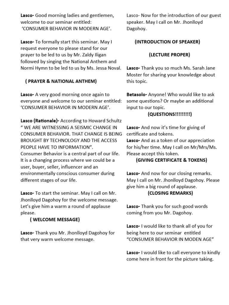 Seminar Script | PDF | Human Communication